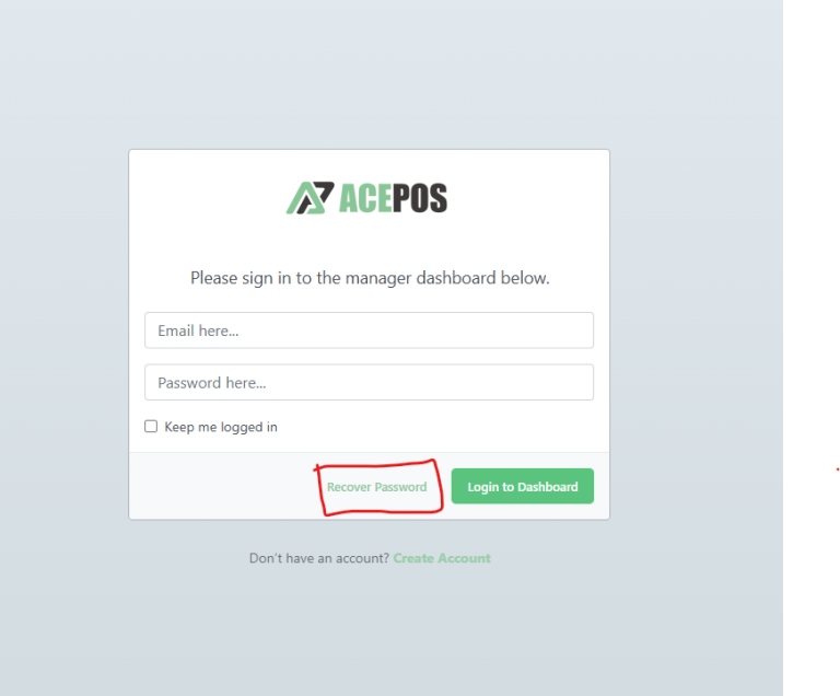 Forgot & Reset Password | ACE POS