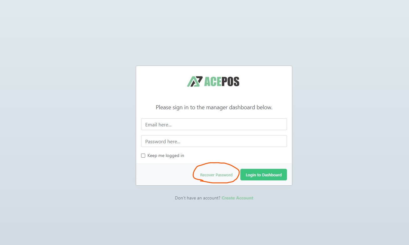 Forgot & Reset Password | ACE POS