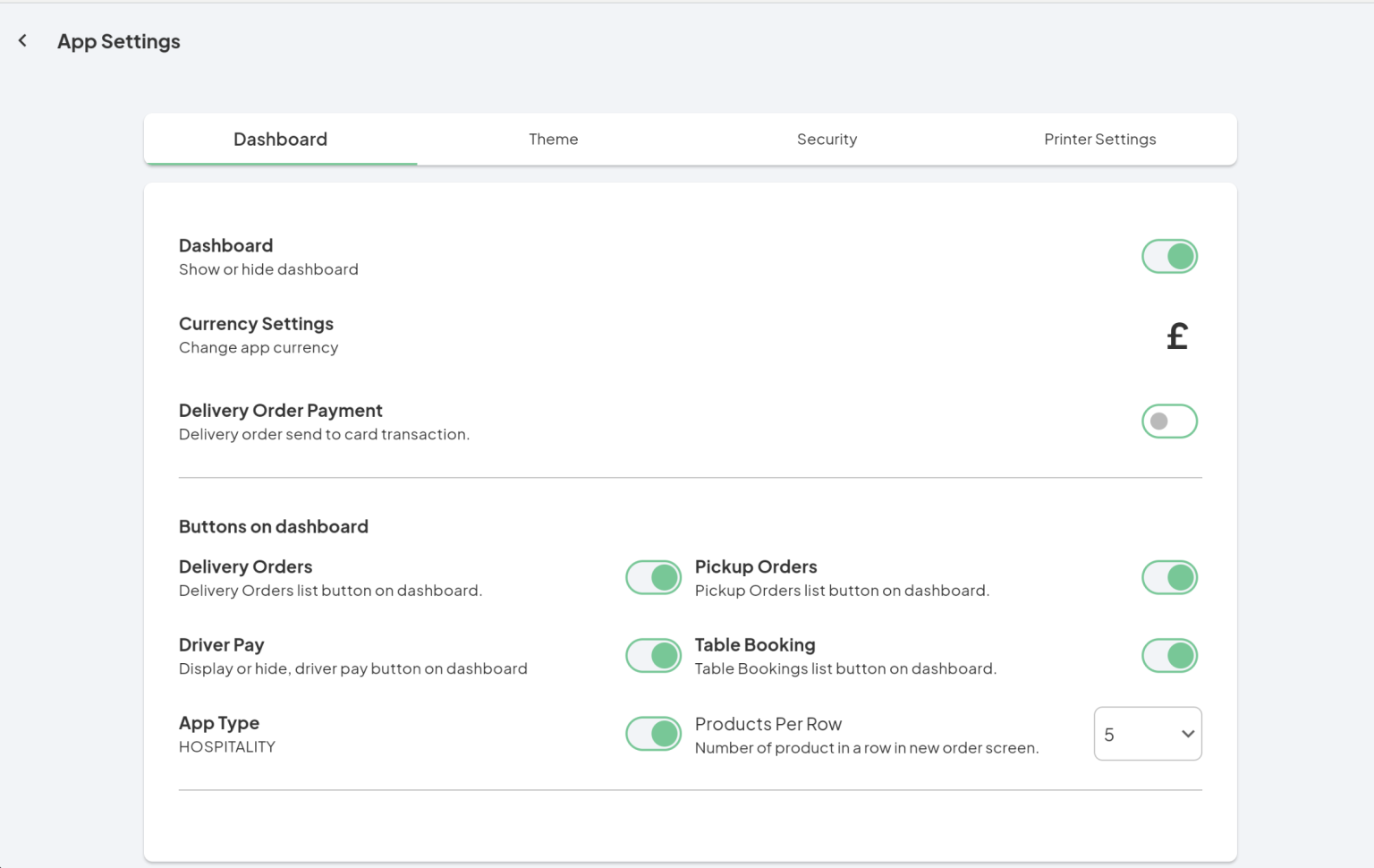 App Setting | ACE POS