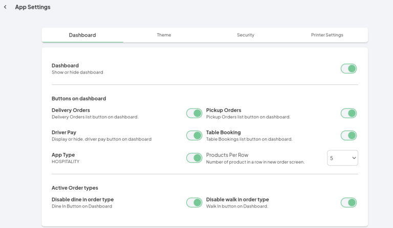 Enable/Disable Dashboard Buttons | ACE POS